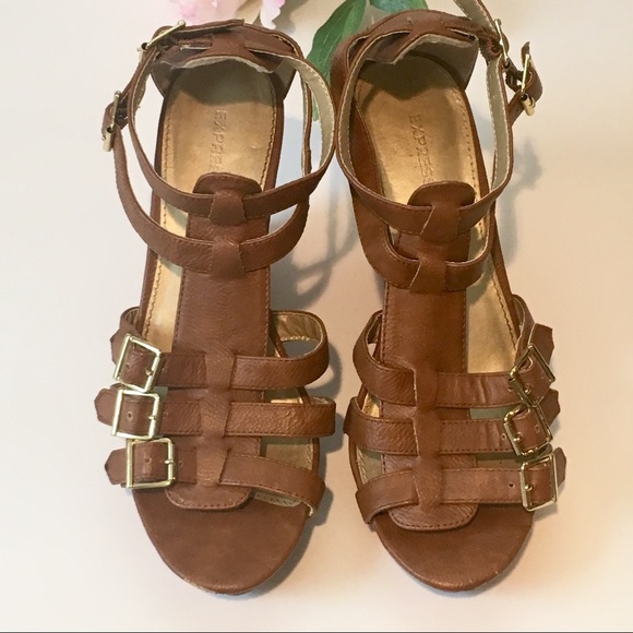 Express | Shoes | Express Light Brown Gladiator Wedge Sandals | Poshmark